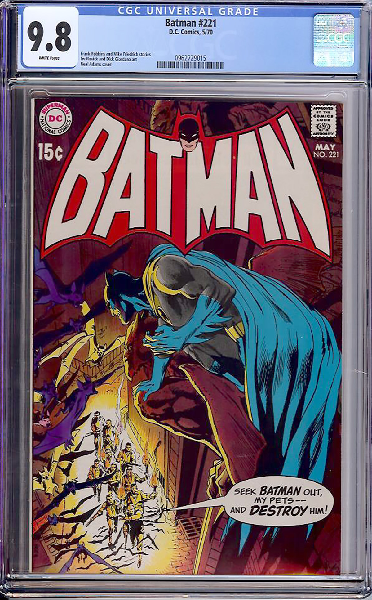 Batman #221 CGC 9.8 w // Auction // Pedigree Comics