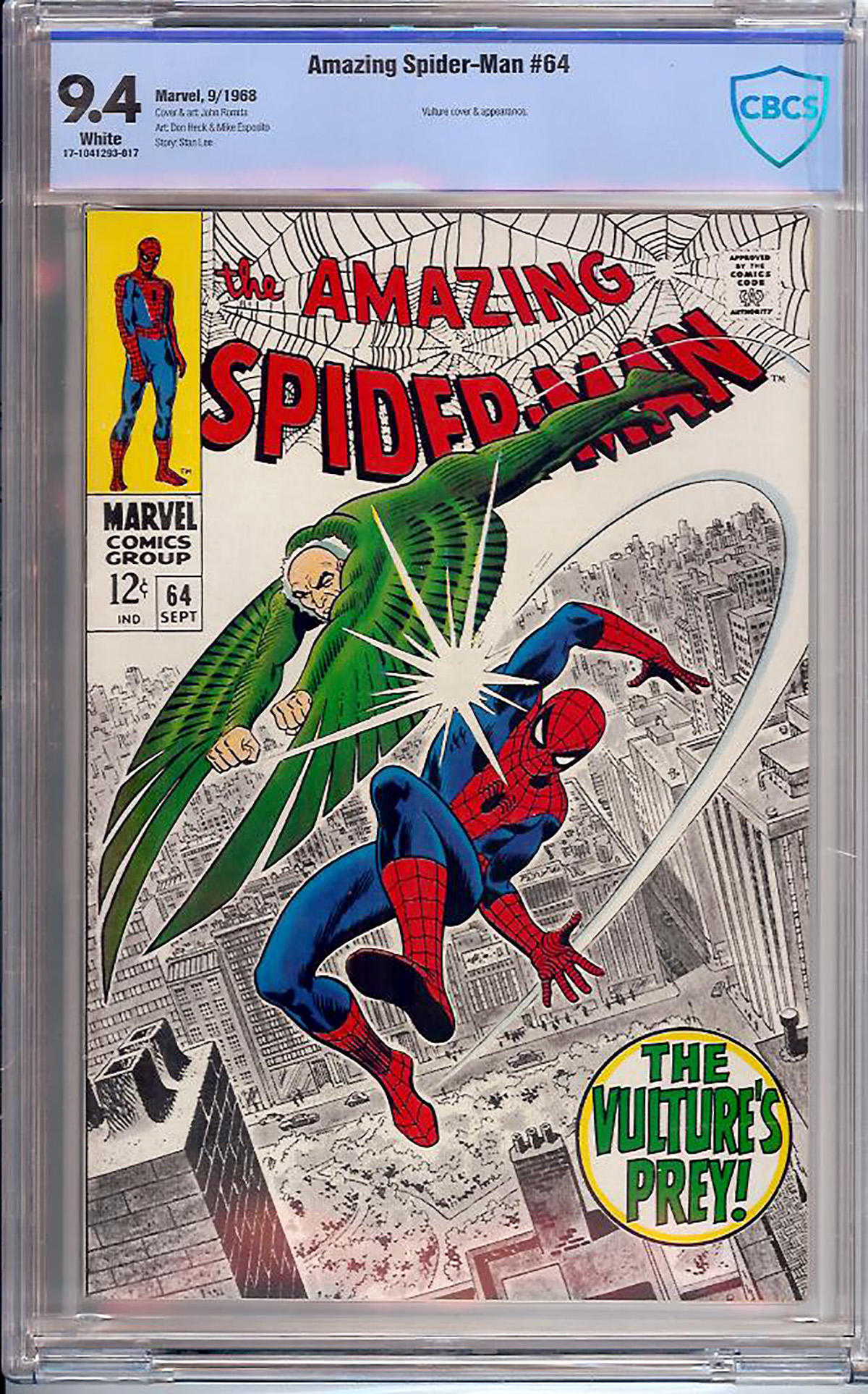 Amazing Spider-Man #64 CBCS 9.4 w // Auction // Pedigree Comics