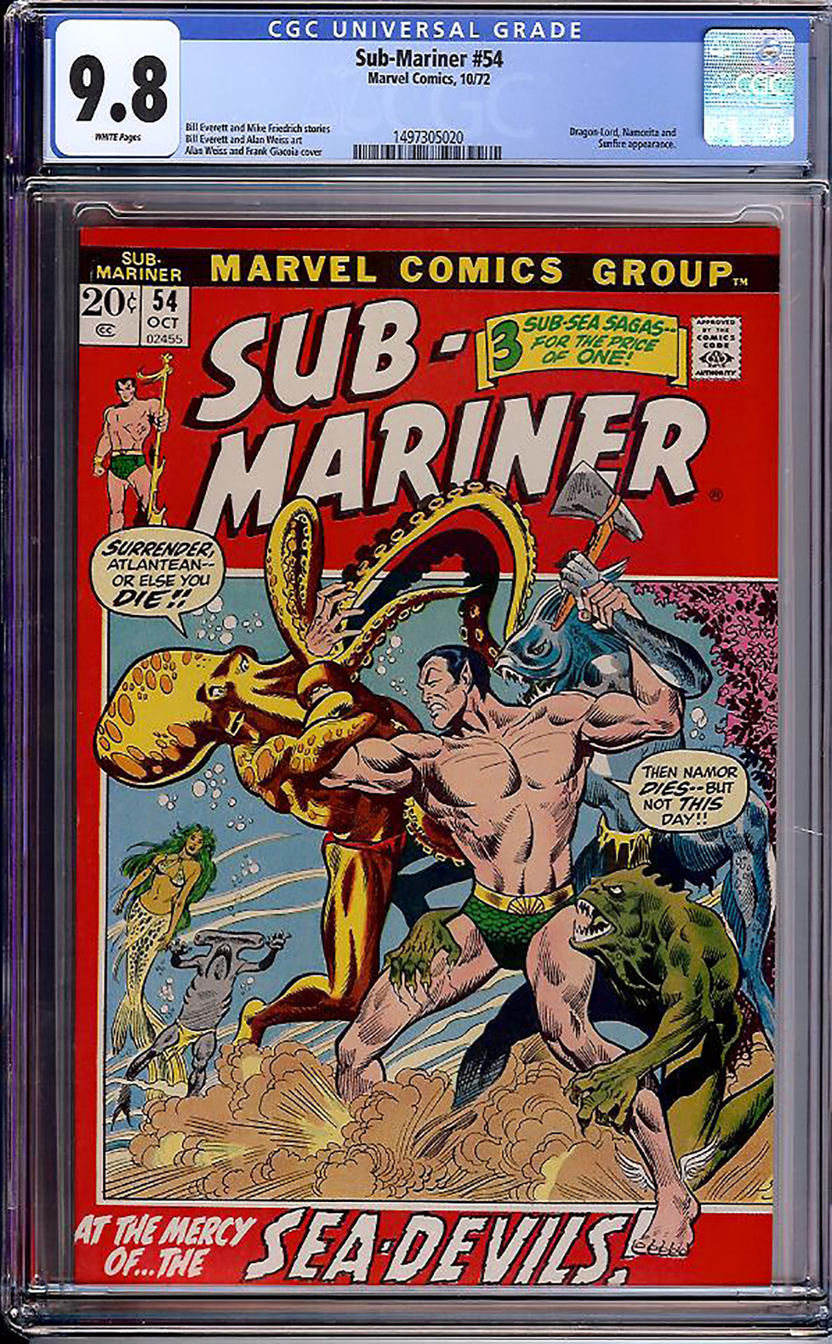 Sub-Mariner #54 CGC 9.8 w // Auction // Pedigree Comics