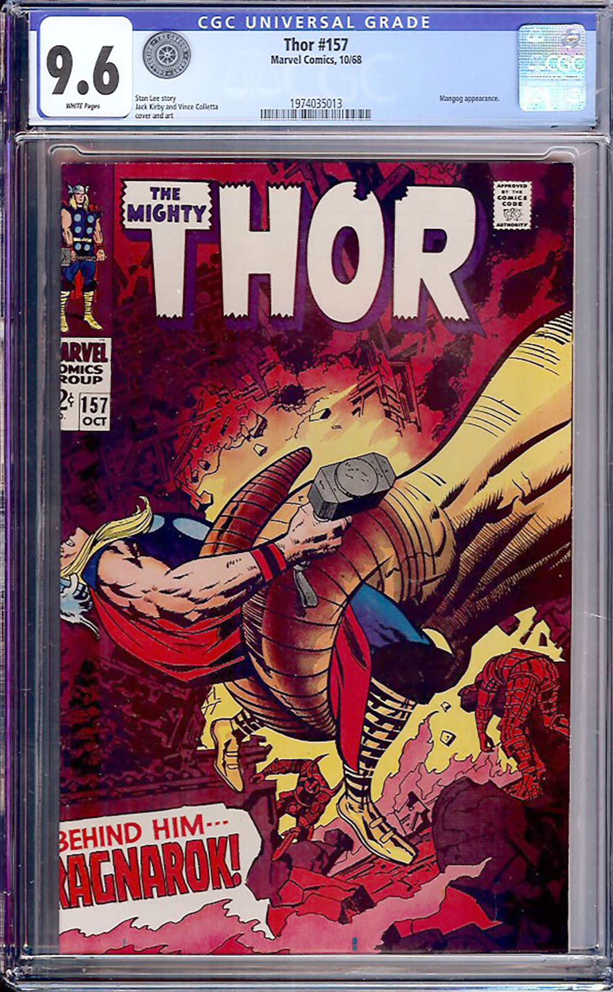 Thor #157 CGC 9.6 w Oregon Coast Collection // Auction // Pedigree Comics