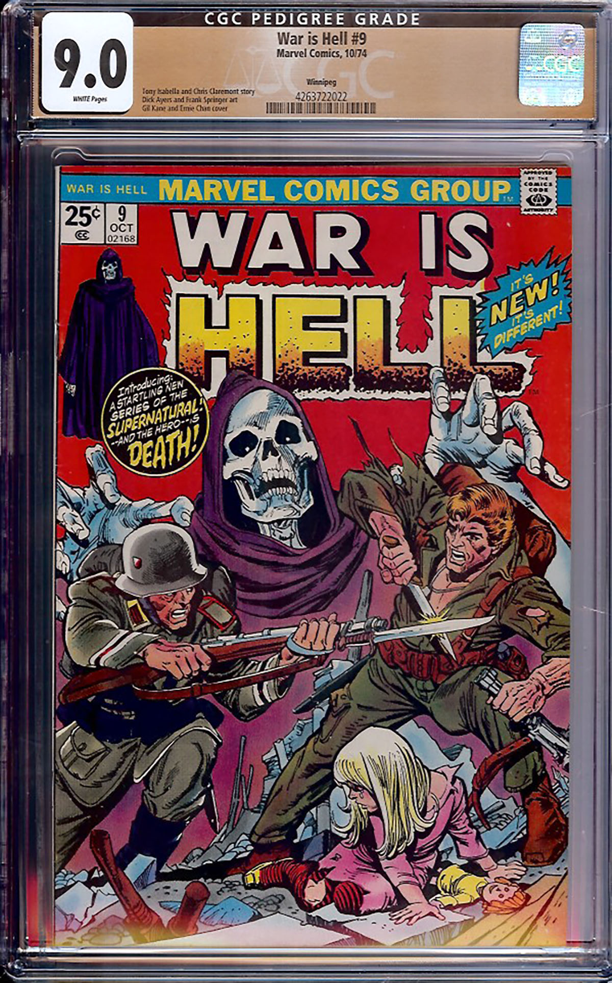 War is Hell #9 CGC 9.0 w Winnipeg // Auction // Pedigree Comics