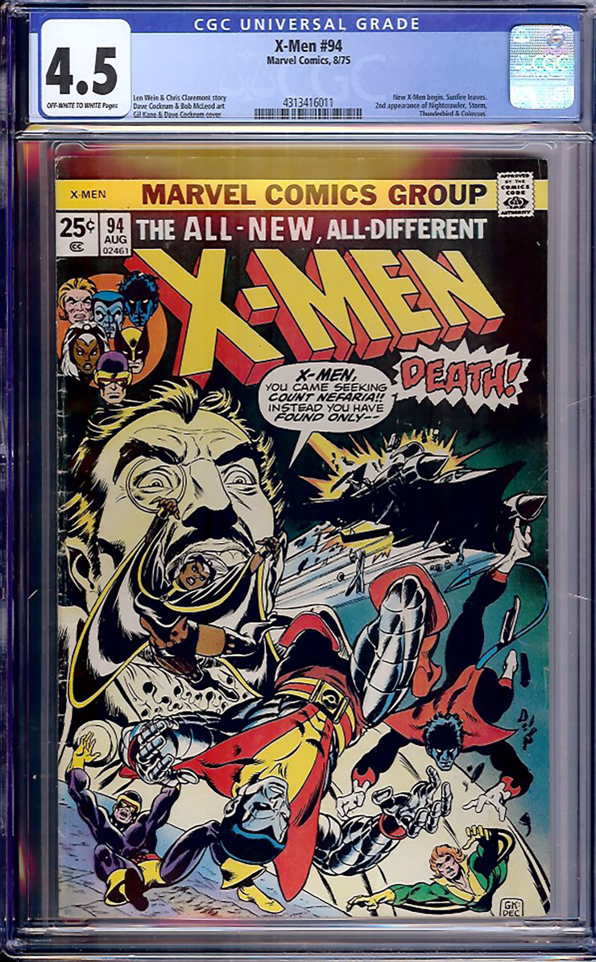 X-Men #94 CGC 4.5 ow/w // Auction // Pedigree Comics
