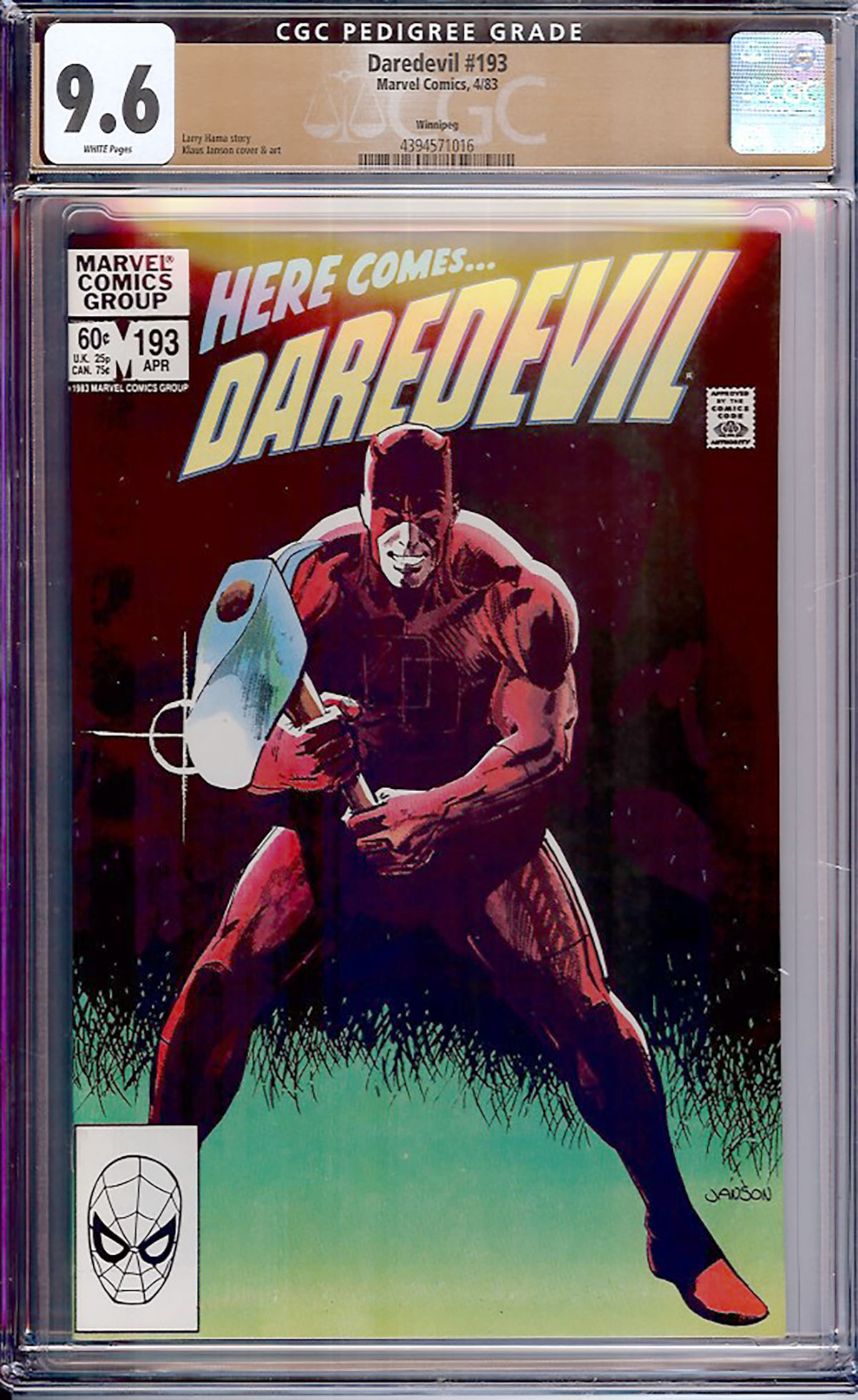 Daredevil #193 CGC 9.6 w Winnipeg // Auction // Pedigree Comics