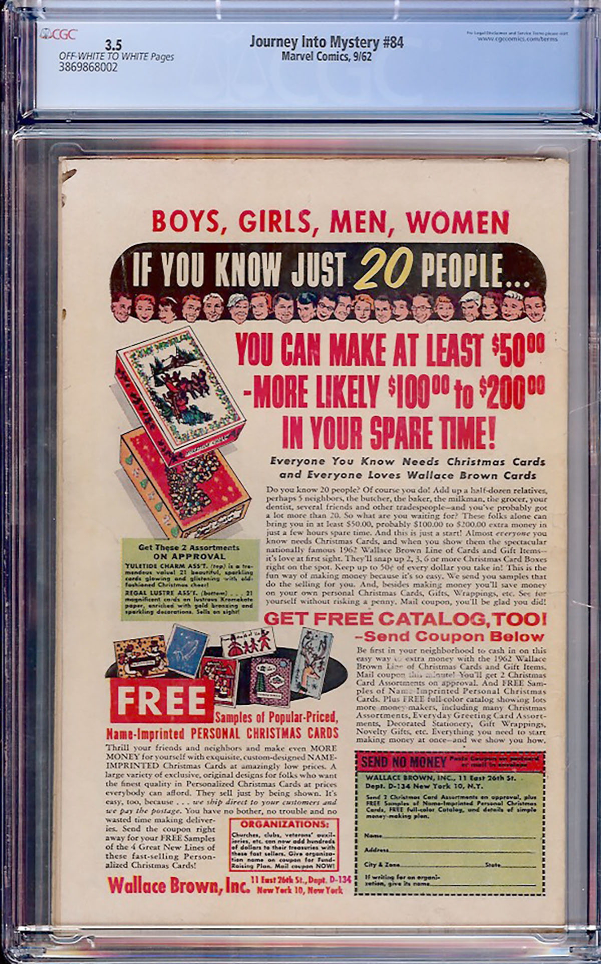 Journey Into Mystery #84 CGC 3.5 ow/w // Auction // Pedigree Comics